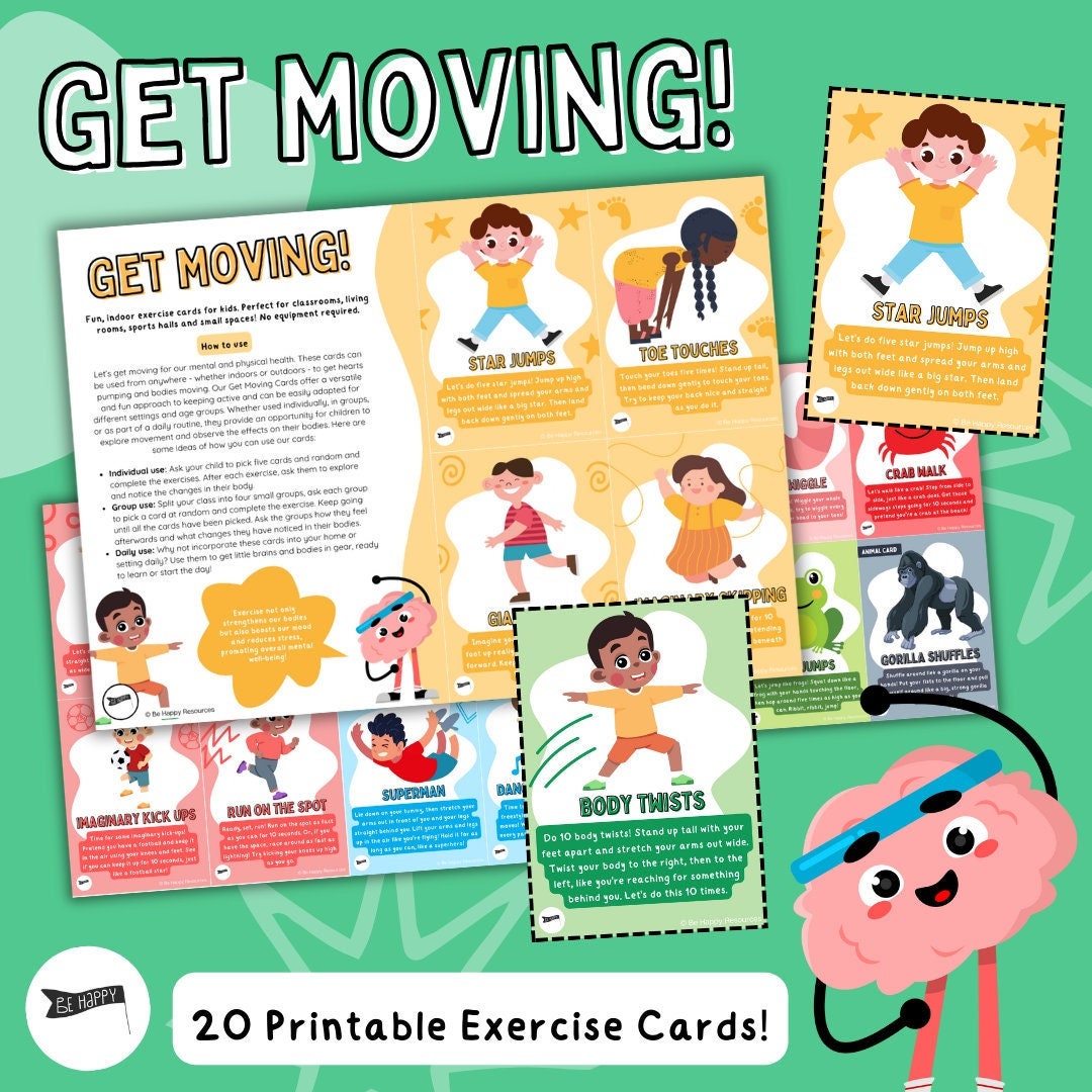 Get Moving! Exercise Flashcards for Kids - 20 Fun and Child-friendly ...