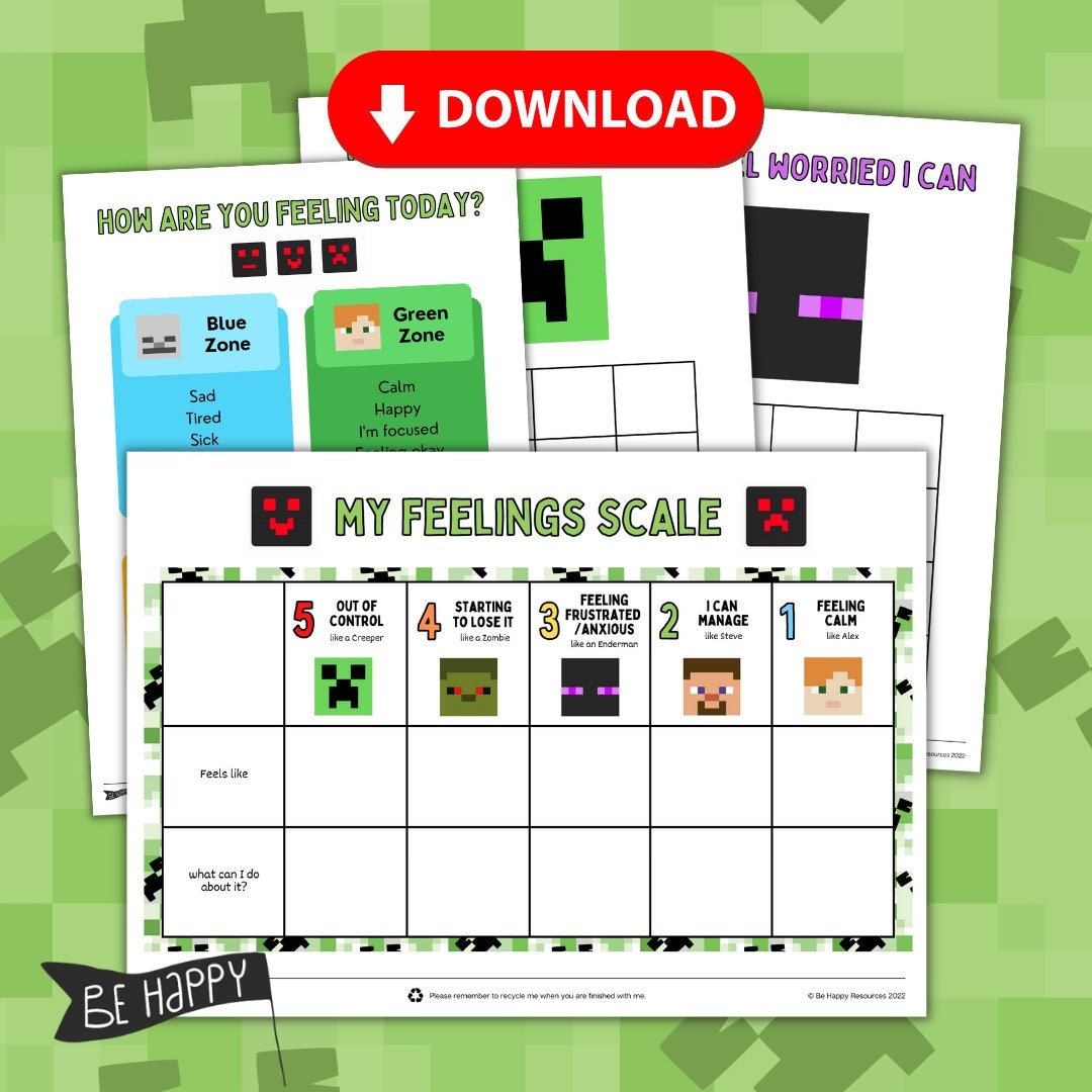 Minecraft Emotion Regulation Pack | Minecraft Themed Calming Activity ...