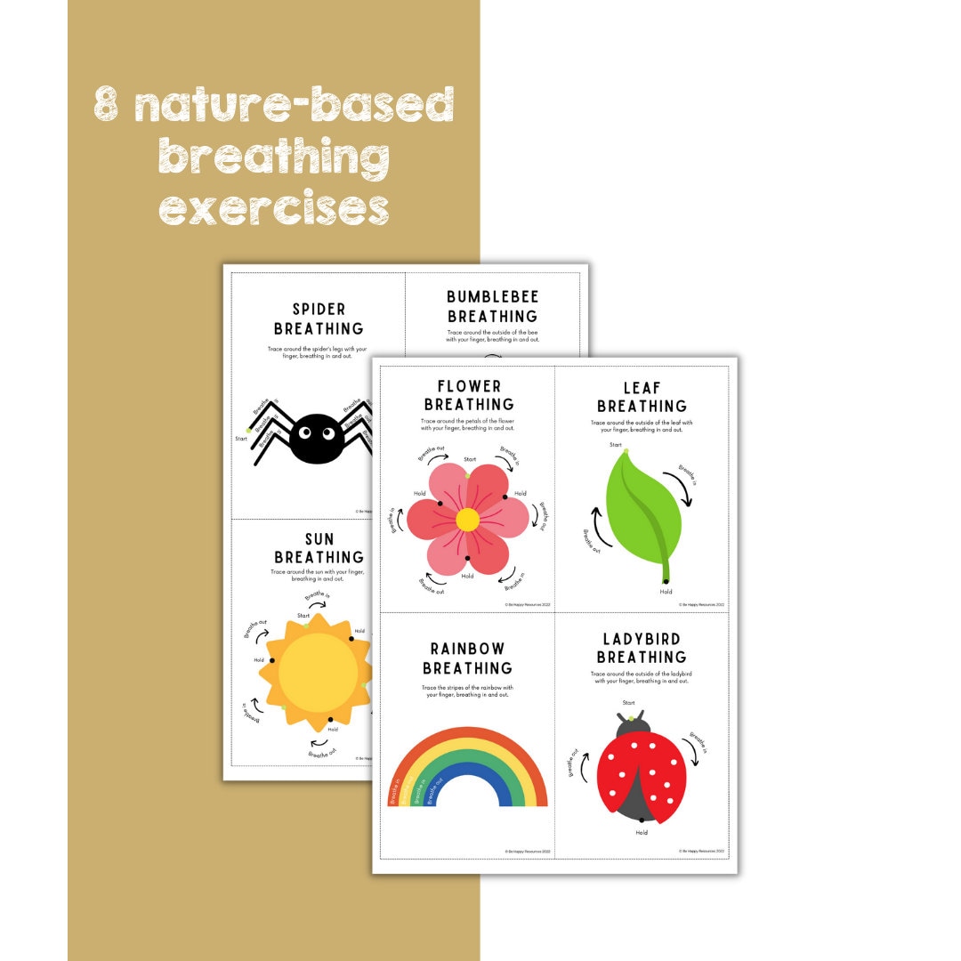 Deep Breathing Flashcards for Kids | Nature Themed | Teach Deep ...