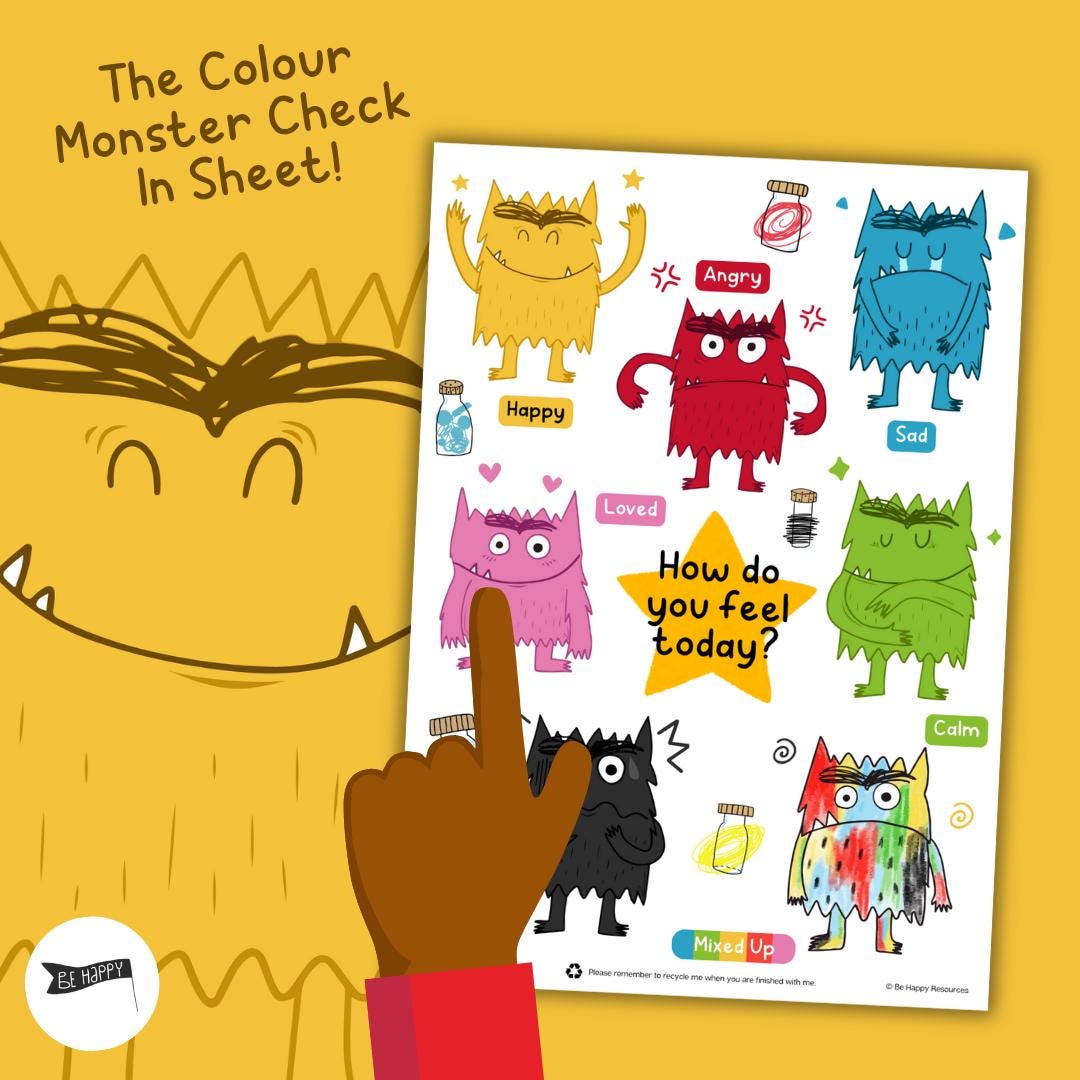 Colour Monster Check in Sheet | Daily Emotion Communication Resource ...