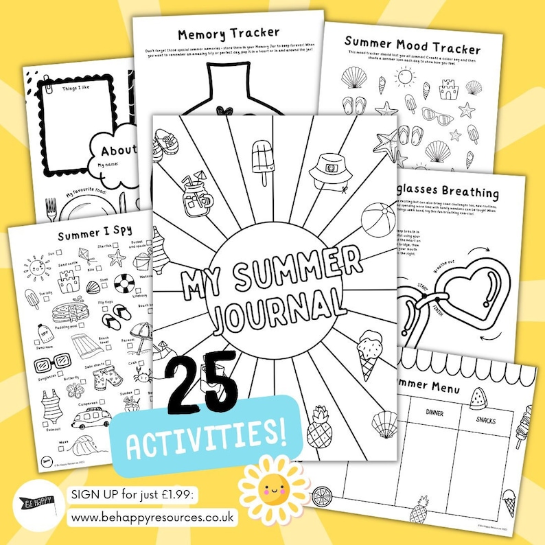 Summer Mindful Journal for Kids - Calming Printable Booklet - 25 ...