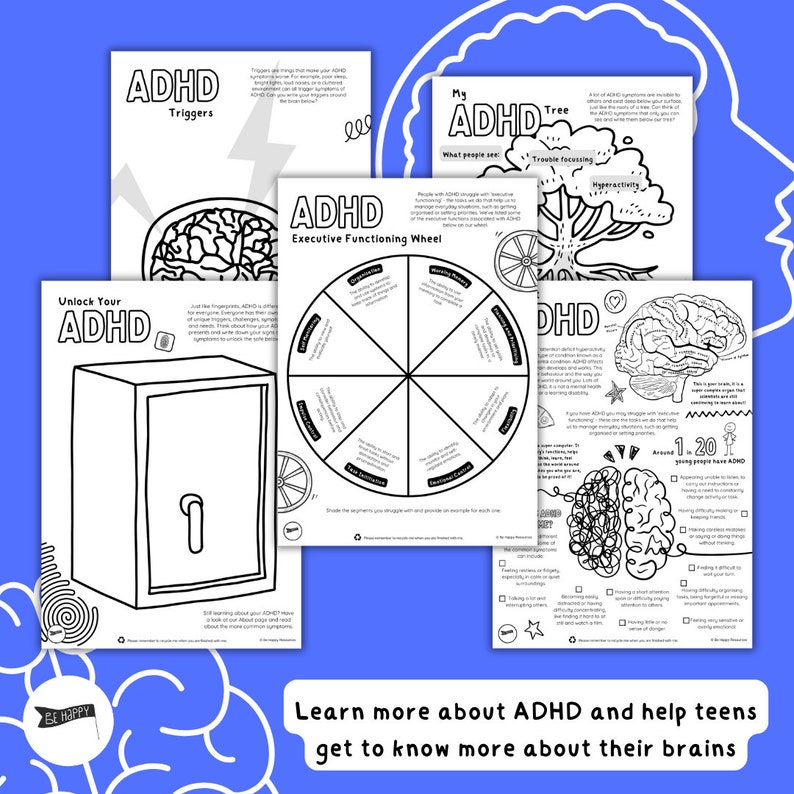 ADHD & Me - A Colourable, Printable Workbook for Pre-teens, Teens and ...