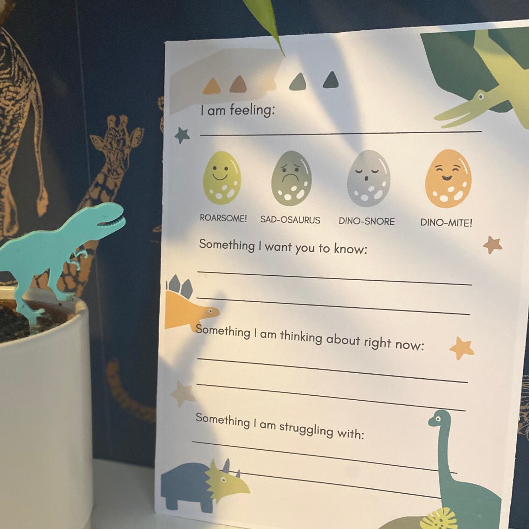 Dino Themed Daily Mental Health Check in for Kids - Etsy