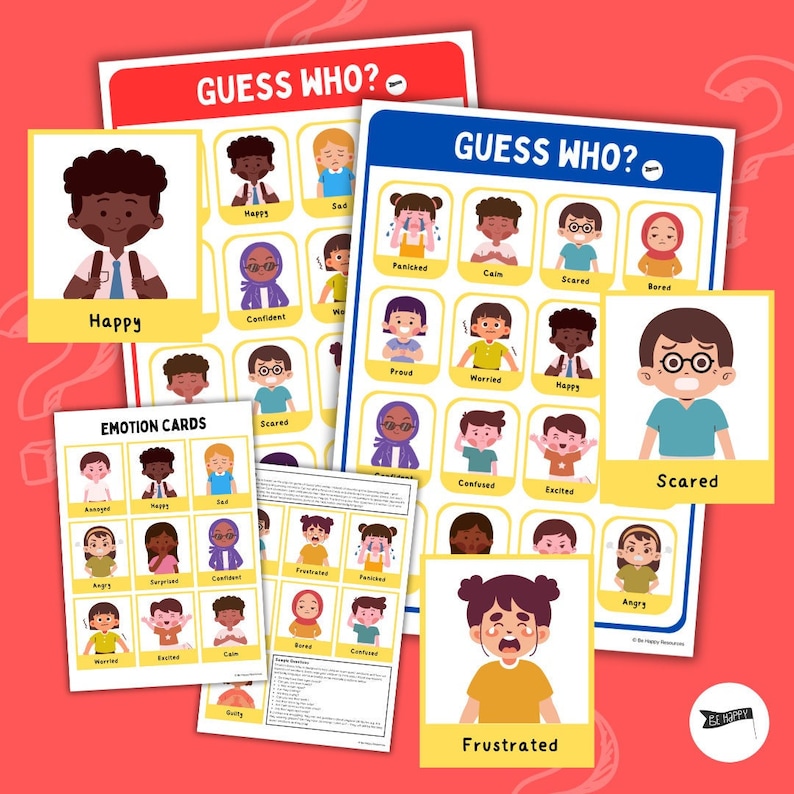 Emotion Guess Who - Printable Emotional Literacy Game for Kids - Early ...