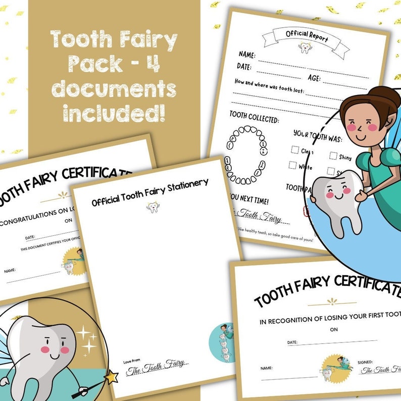 Tooth Fairy Certificate | First Tooth | Tooth Fairy Letter Pack - Etsy
