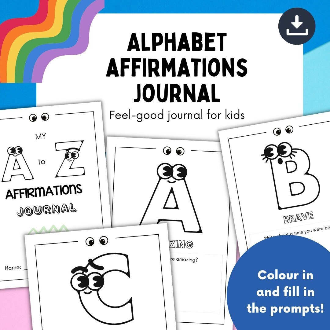 Alphabet Affirmations Journal for Kids | Self Esteem Journal | Mindful ...
