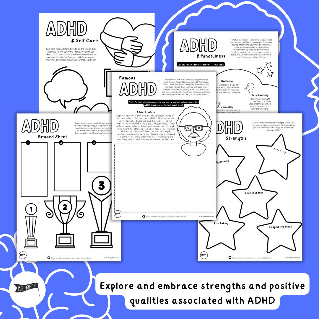 ADHD & Me - A Colourable, Printable Workbook for Pre-teens, Teens and ...