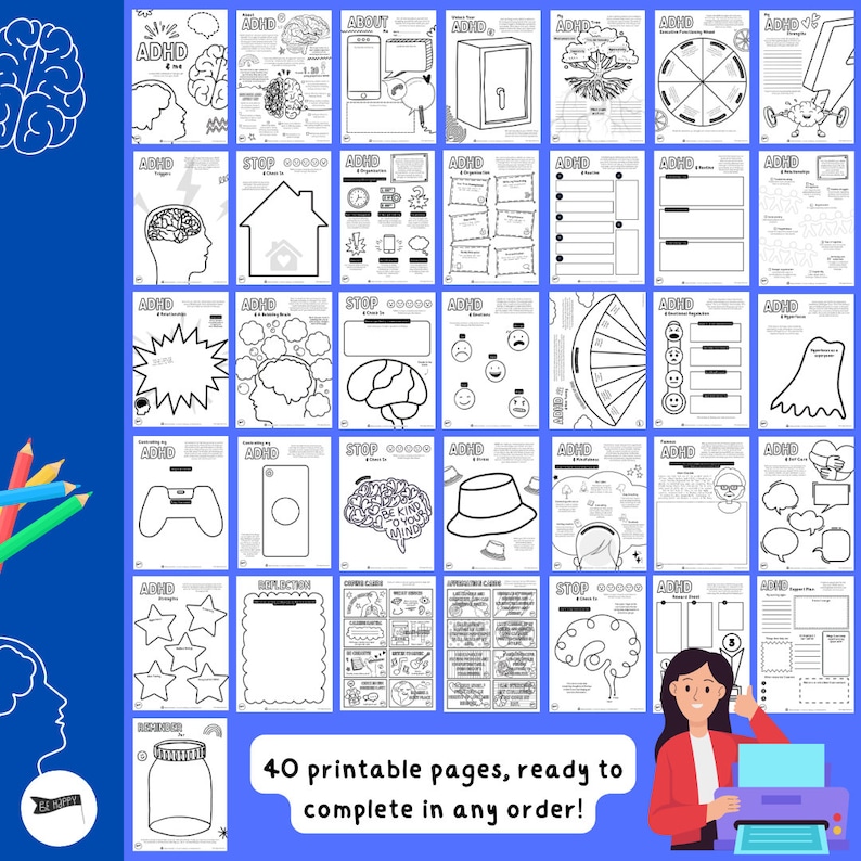 ADHD & Me - A Colourable, Printable Workbook for Pre-teens, Teens and ...