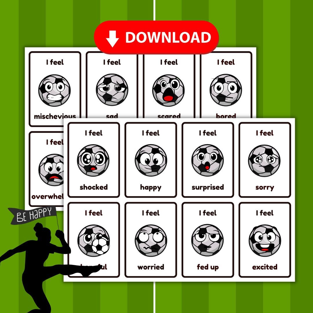 Football Themed Emotion Flashcards | 16 Football Emotions | Download ...