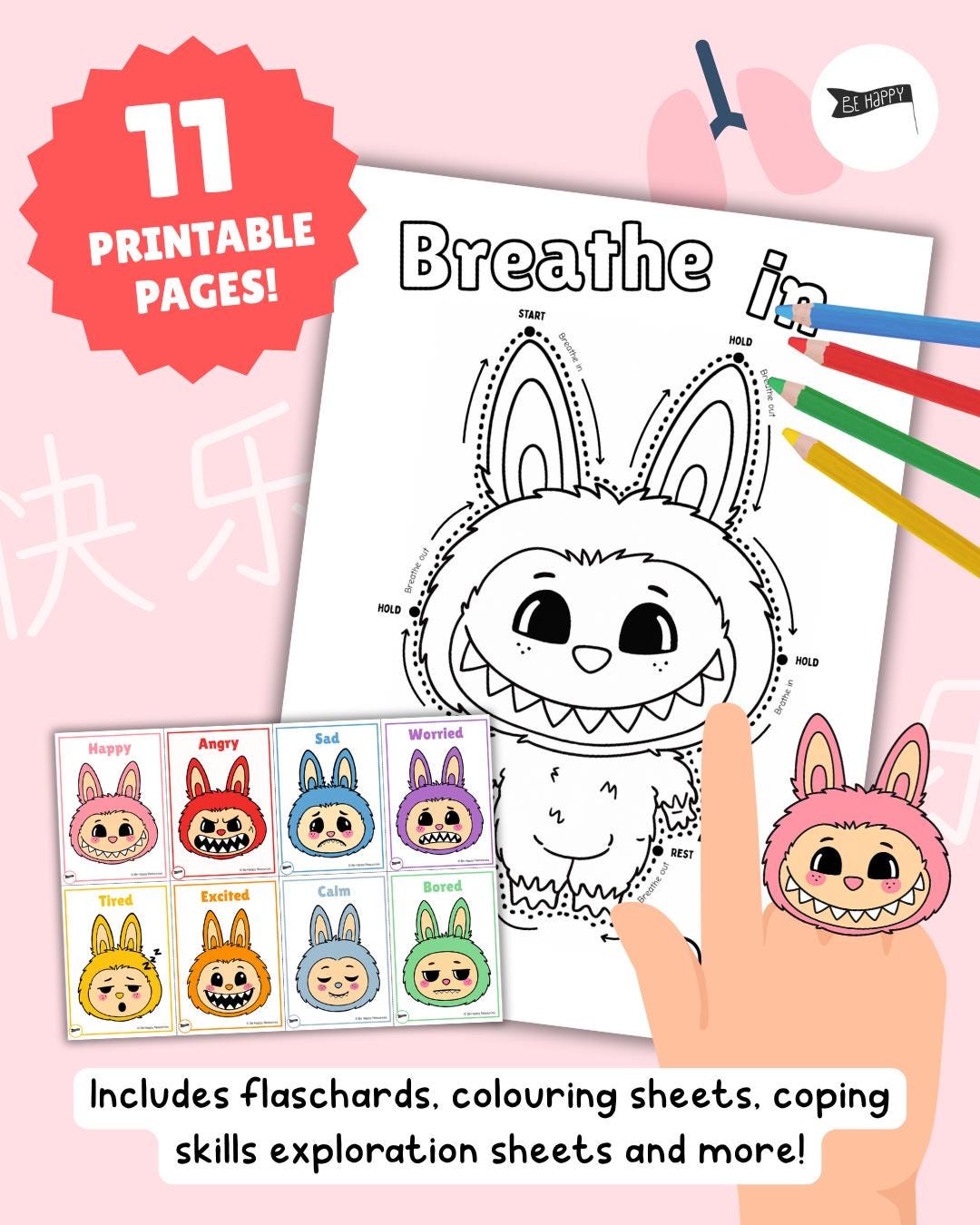 Labubu Inspired Monsters Emotions Toolkit | 11 Printable Pages ...