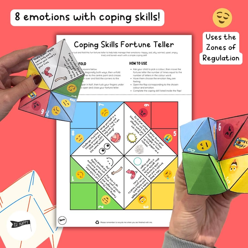Coping Skills Fortune Teller | Zones of Regulation Craft | Digital ...