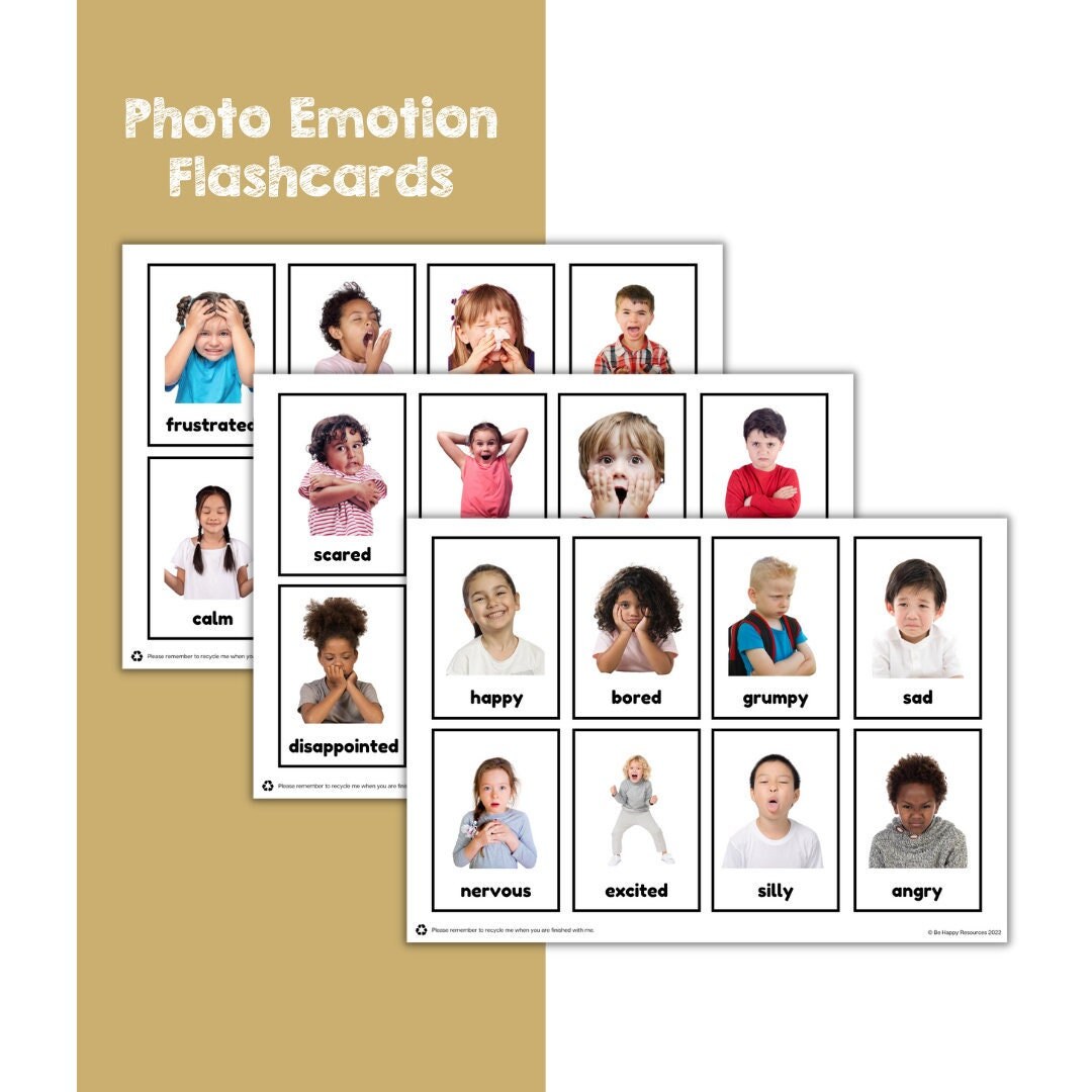 Photo Emotion Flashcards Printable Features Real Children Emotions and ...