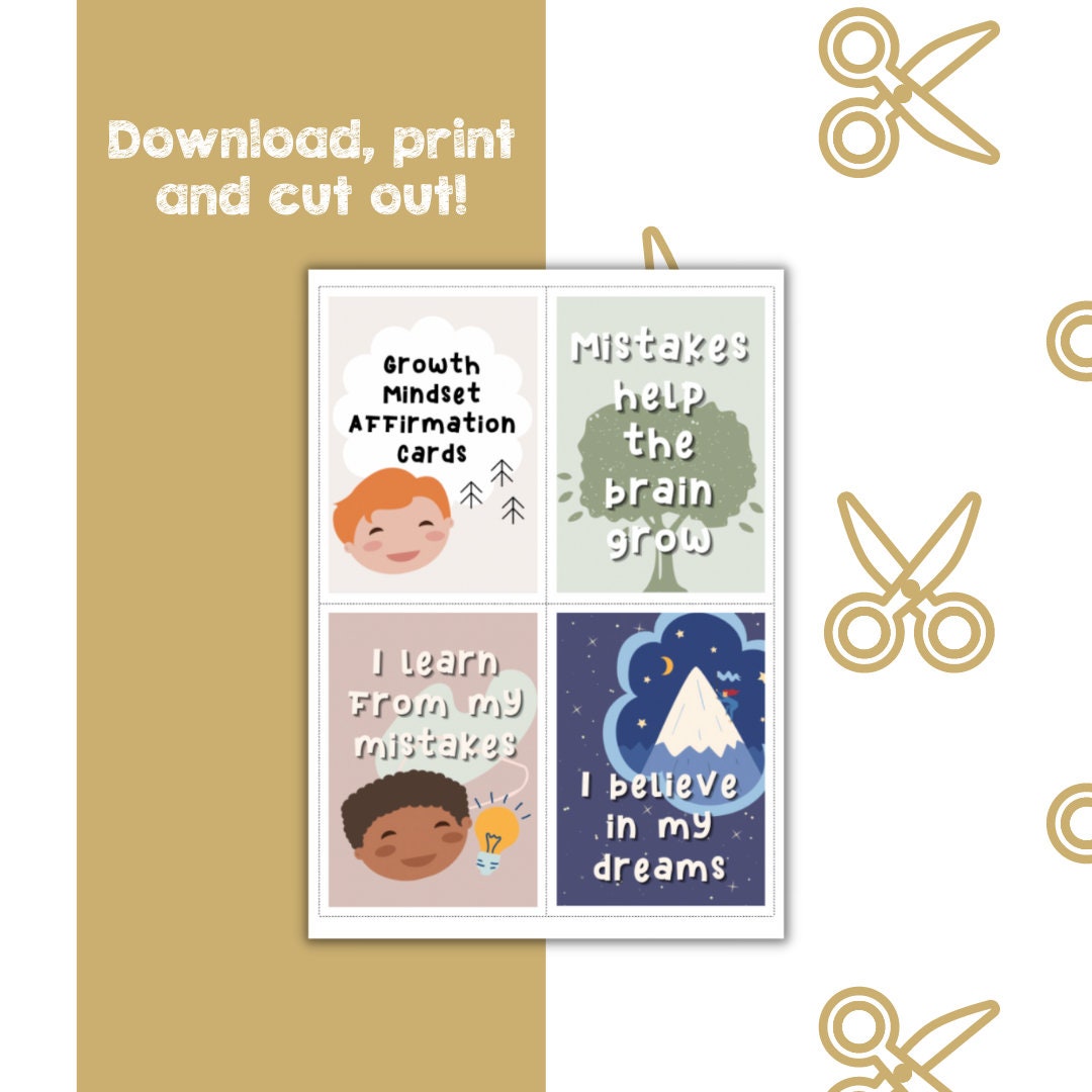 Growth Mindset Affirmation Cards for Children | 20 Affirmation Cards ...