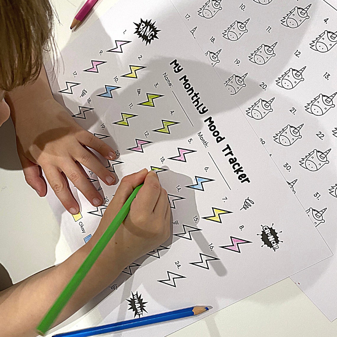 Children's Monthly Mood Tracker | Unicorn Pattern - Etsy