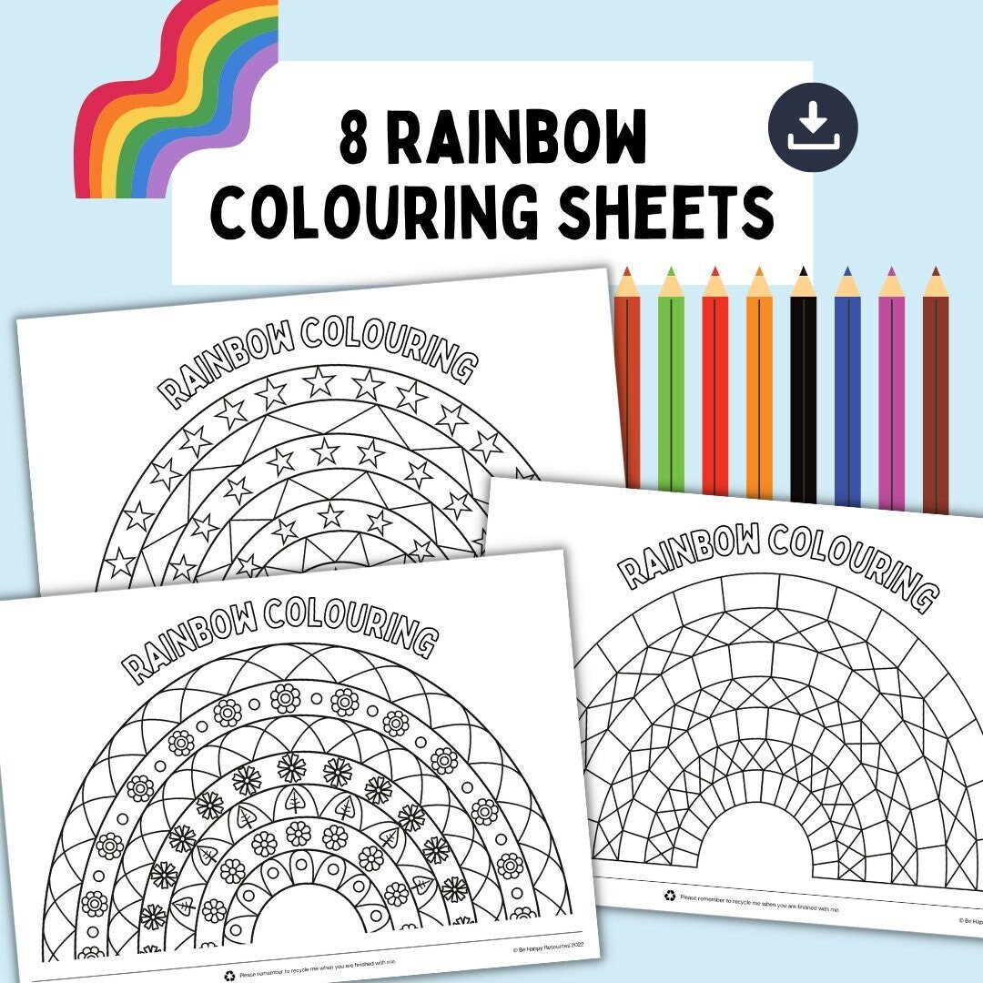 Hojas para colorear de arcoíris / Recursos calmantes para niños ...