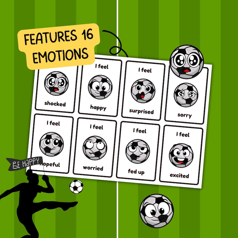 Football Themed Emotion Flashcards | 16 Football Emotions | Download ...