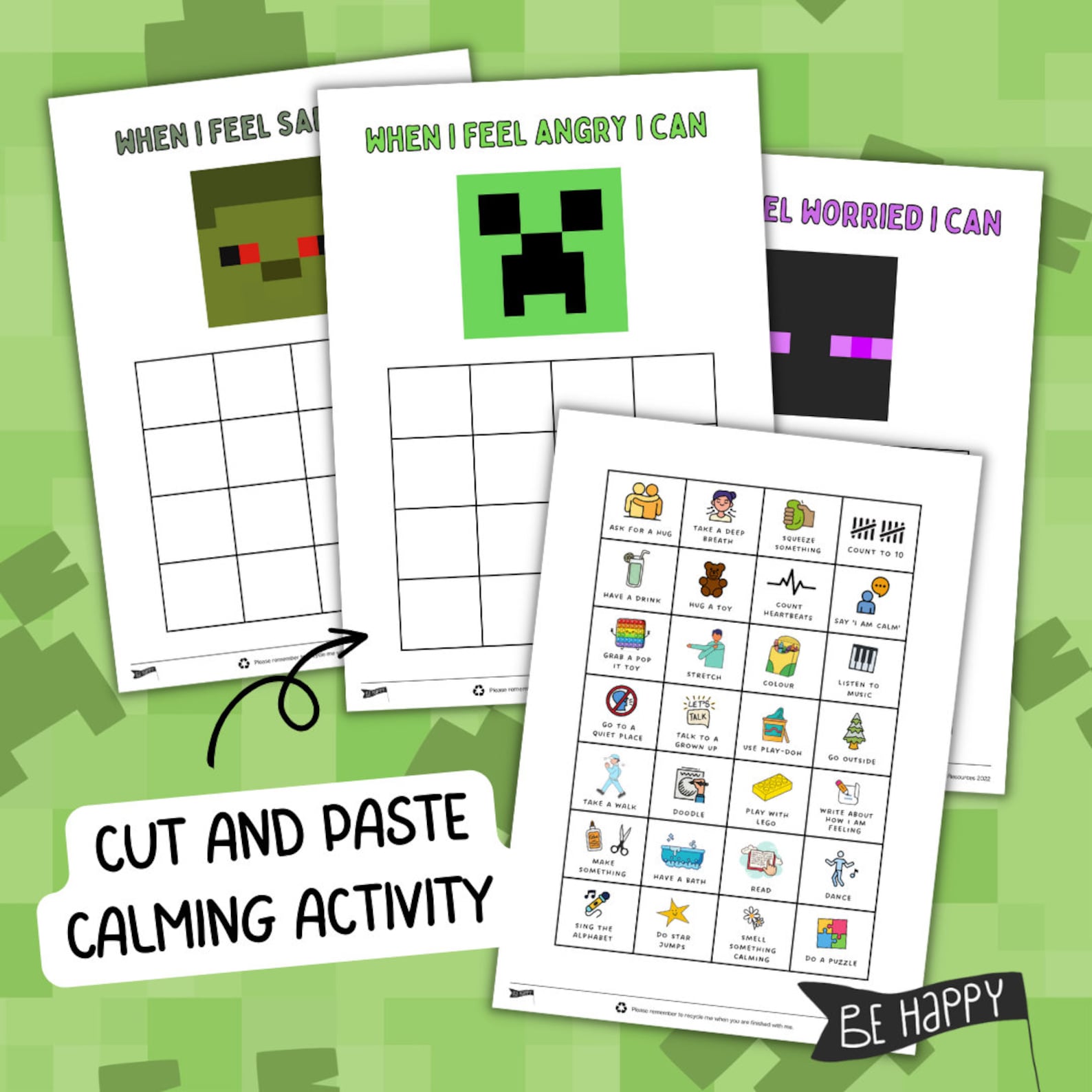 Minecraft Emotion Regulation Pack | Minecraft Themed Calming Activity ...