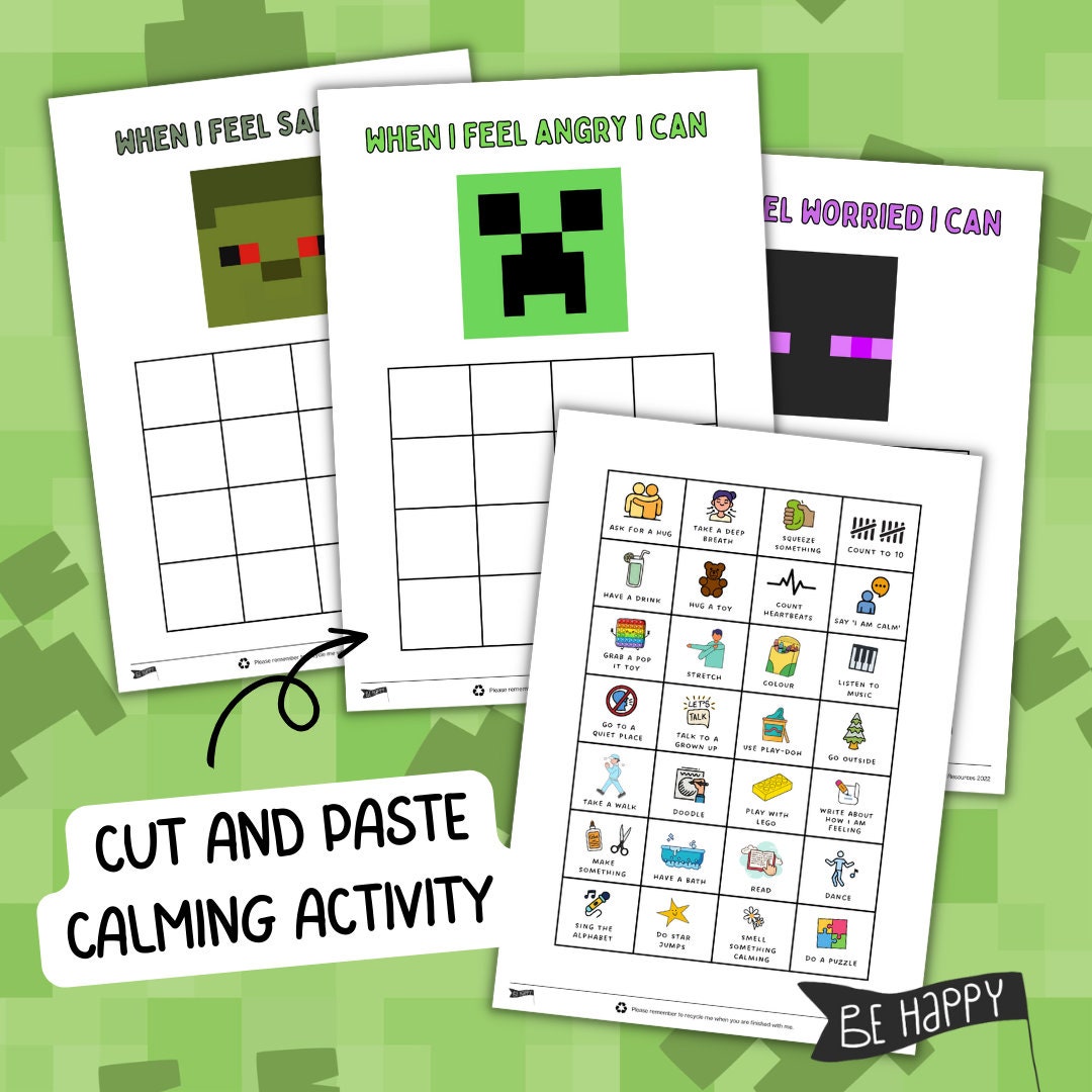 Minecraft Emotion Regulation Pack | Minecraft Themed Calming Activity ...