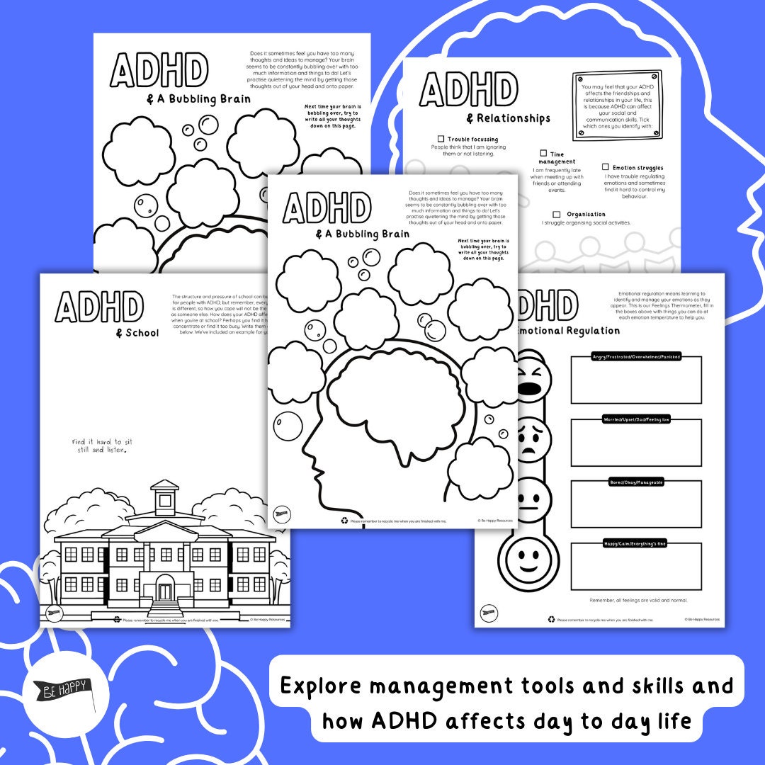 ADHD & Me - A Colourable, Printable Workbook for Pre-teens, Teens and ...