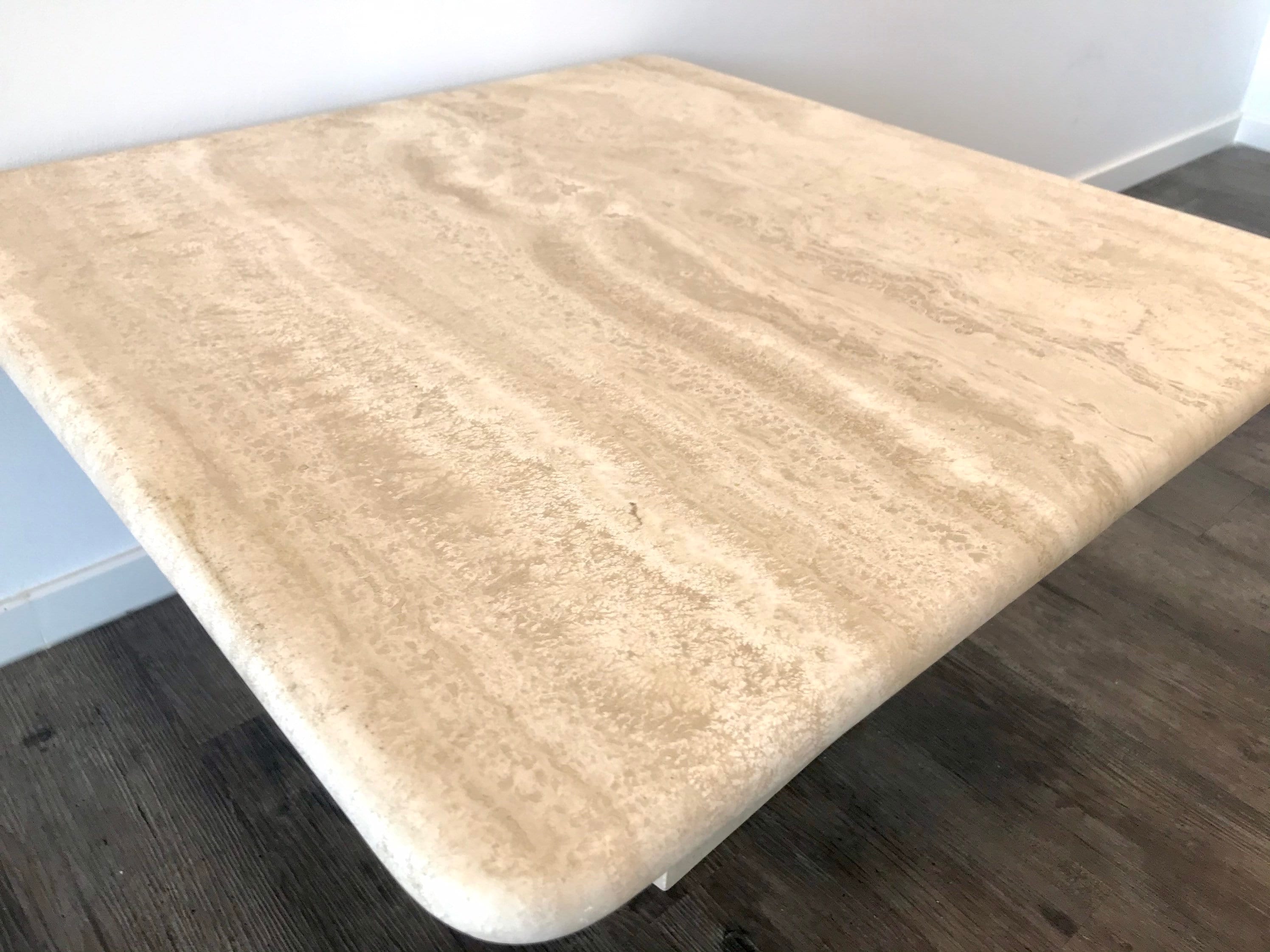 Travertin Tisch Couchtisch Beistelltisch vintage zu Teak 70er ...