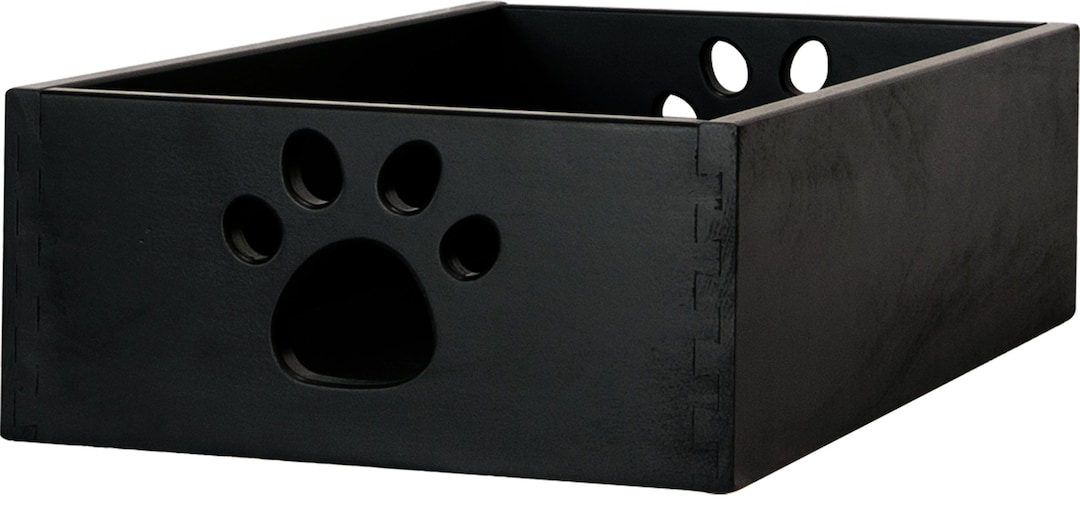 Small Black Wooden Pet Toy Box | Paw Print Design, Handmade Wood ...