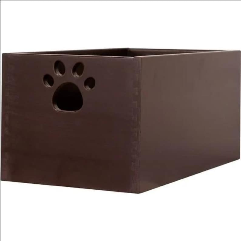 Large Mahogany Wooden Pet Toy Box | Paw Print Wood Design, Handmade ...