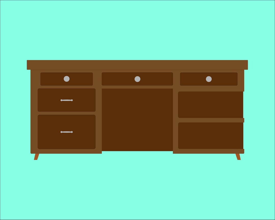 Mid-century Modern Desk | Png | 300dpi | Clip Art - Etsy