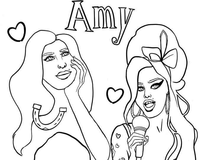 Amy Winehouse Colouring Page. Download and Print at Home. - Etsy