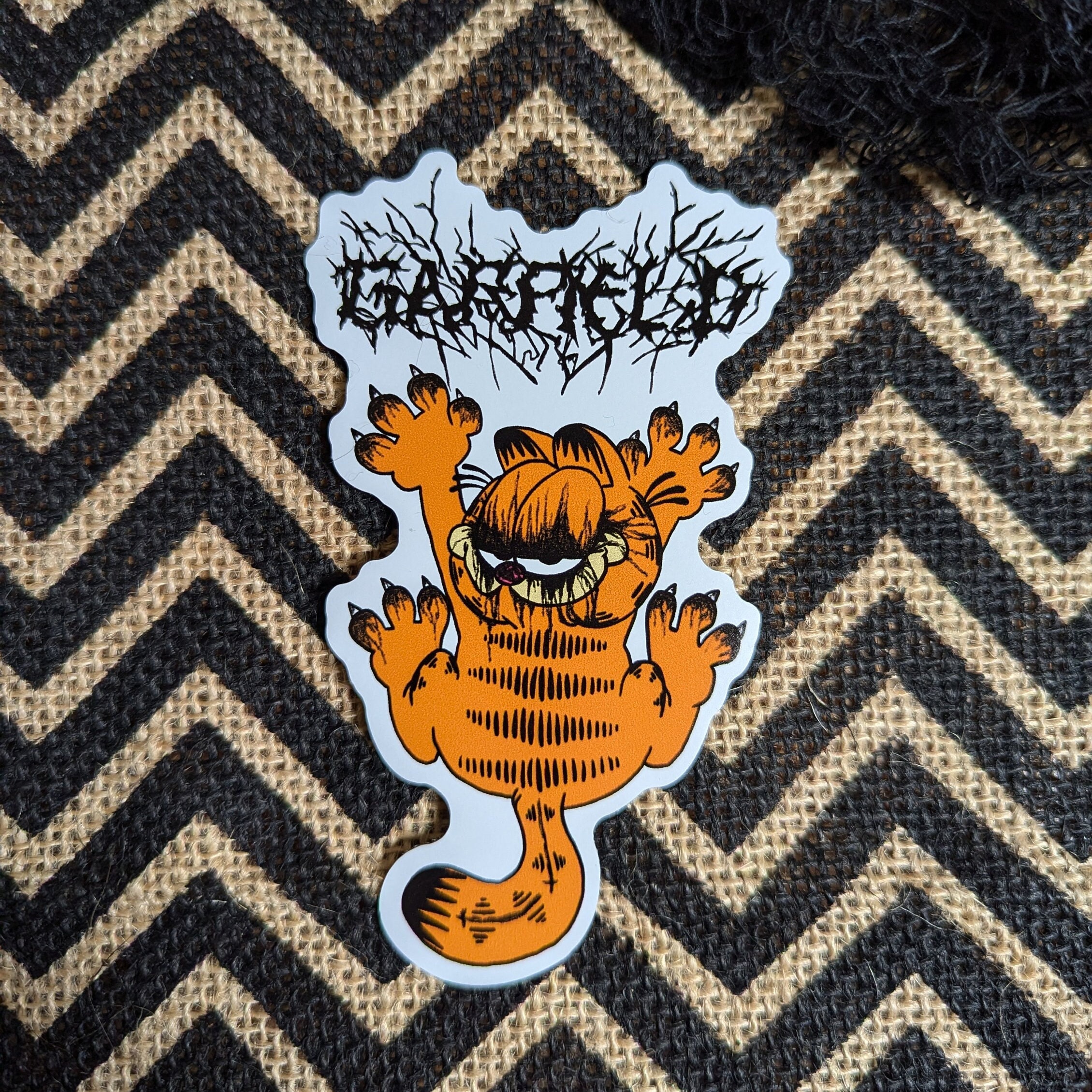 Black Metal Garfield Sticker - Etsy