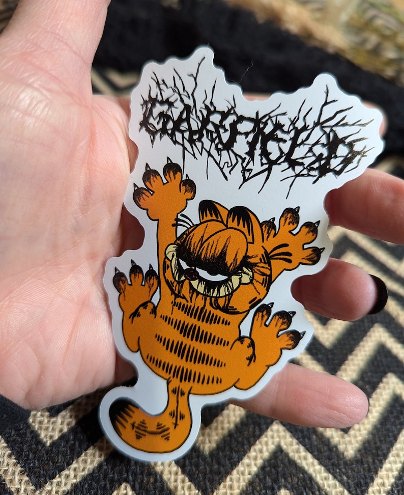 Black Metal Garfield Sticker - Etsy