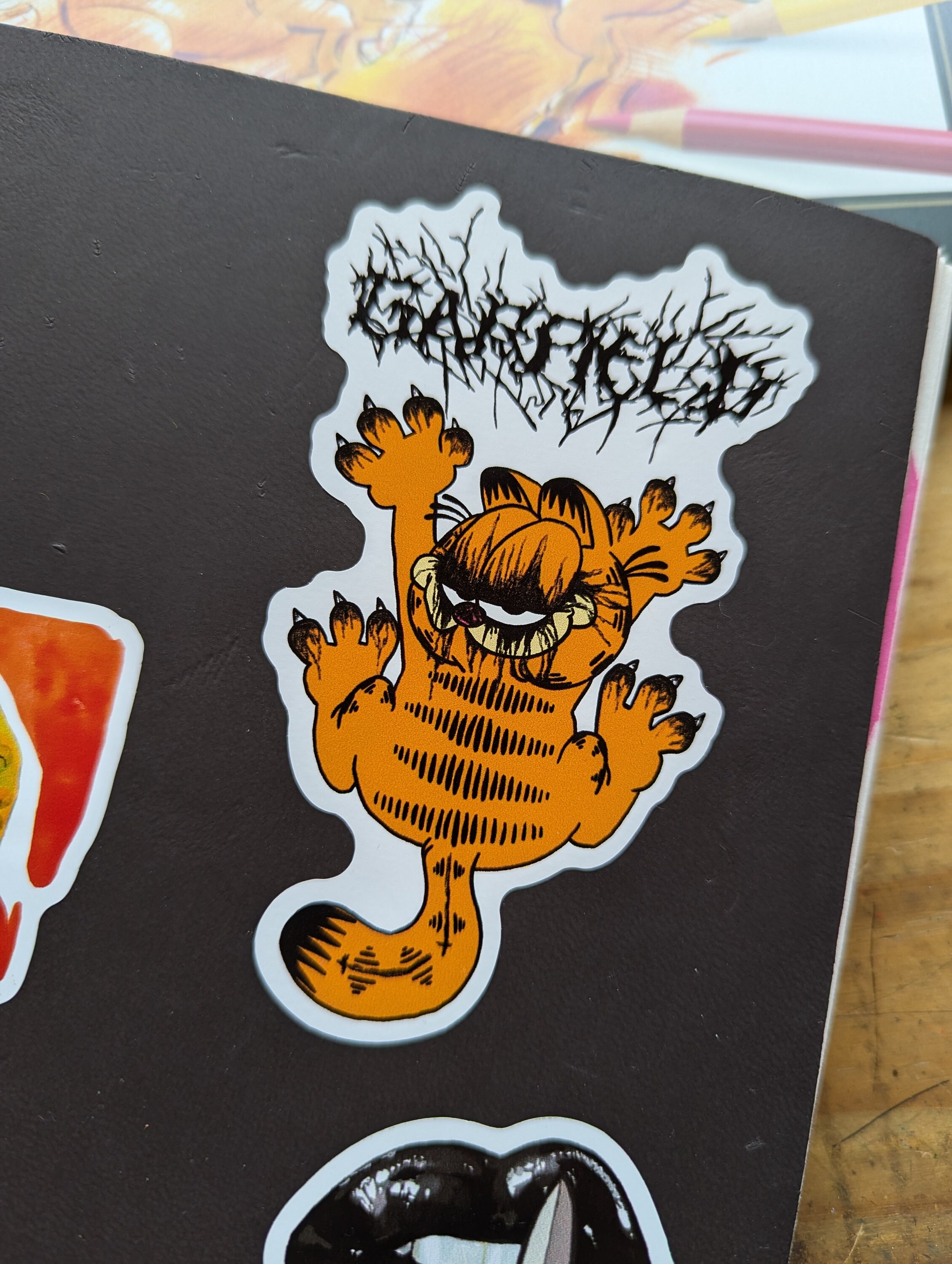 Black Metal Garfield Sticker - Etsy