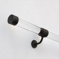 Clear Handrail With Solid Brass Brackets and End Caps 38mm Modern Hand ...