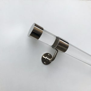 Clear Handrail With Solid Brass Brackets and End Caps - 38mm Modern ...