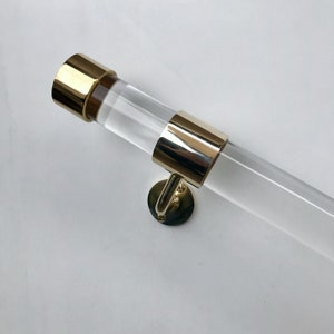 Clear Handrail With Solid Brass Brackets and End Caps - 38mm Modern ...