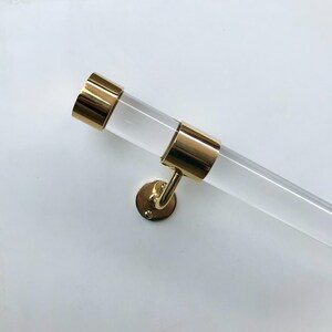 Clear Handrail With Solid Brass Brackets and End Caps - 38mm Modern ...