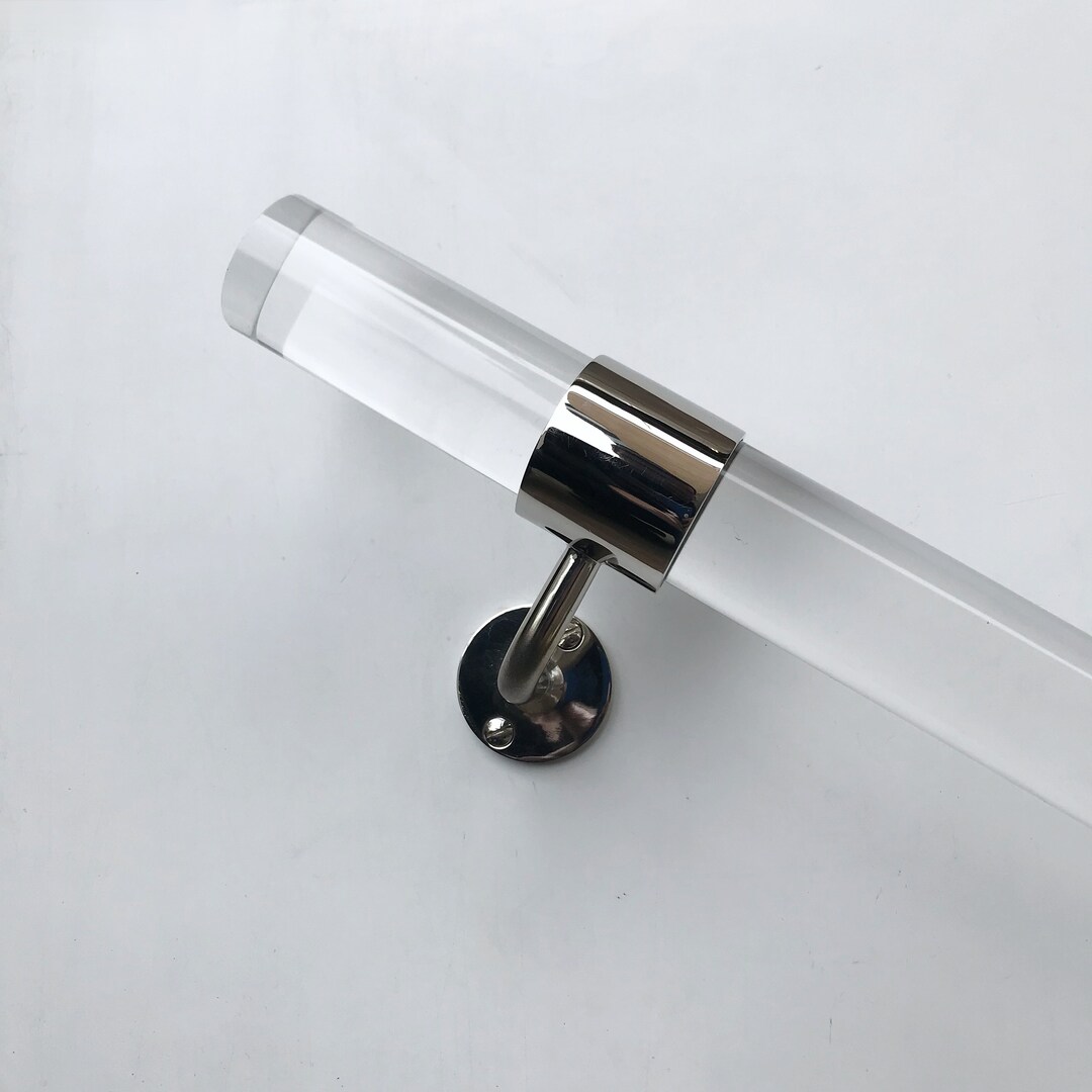 Clear Handrail With Nickel Brackets - Modern Handrail Like Stainless ...