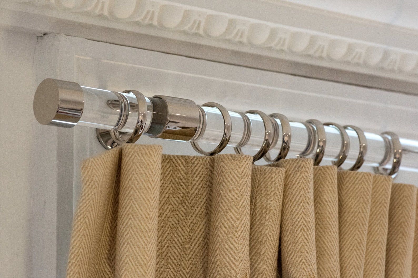 Clear Curtain Pole With Nickel Brackets & End Caps - Strong Modern ...