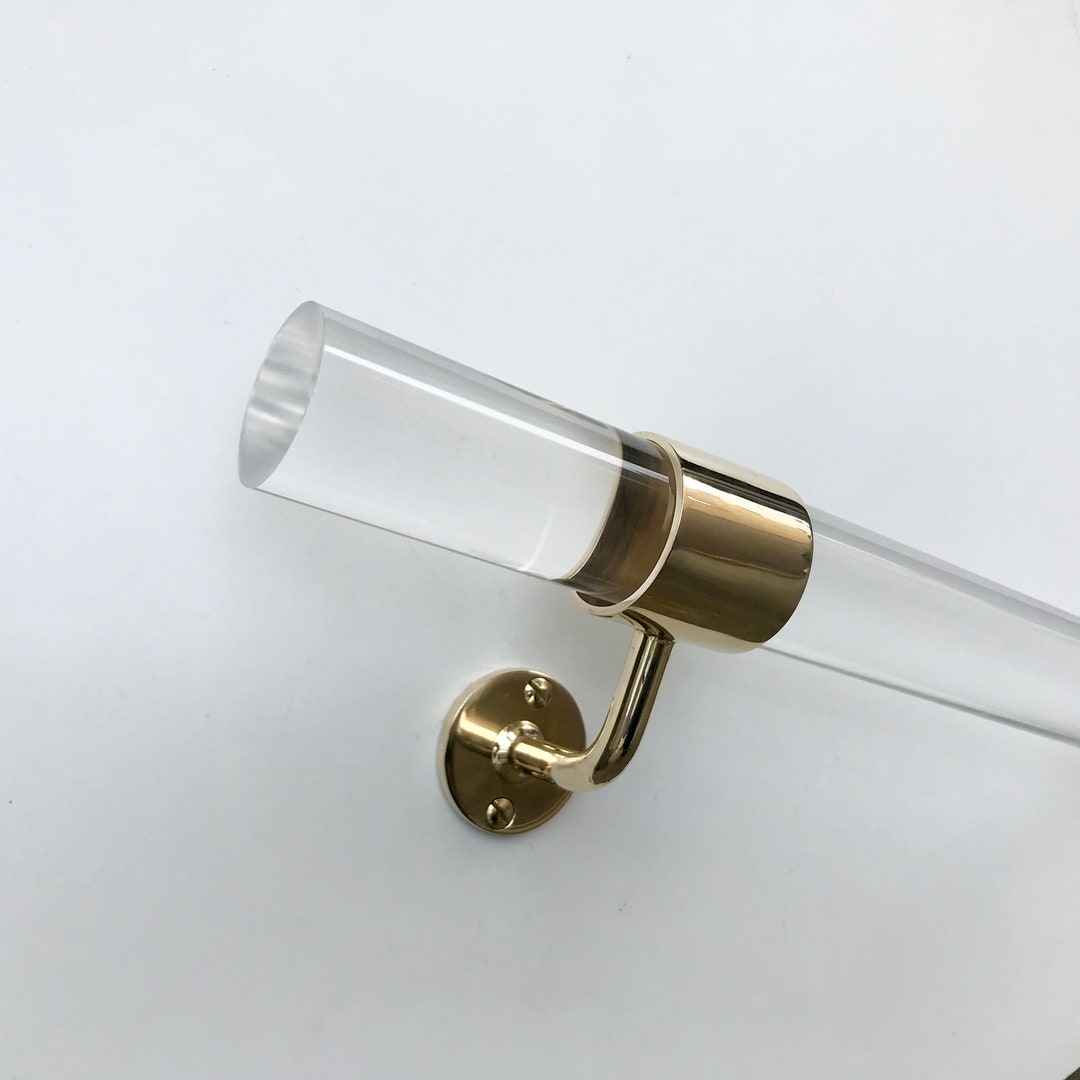 Clear Handrail With Solid Brass Brackets and Clear Ends - Modern ...