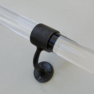 Clear Handrail With Solid Brass Brackets and Clear Ends - Modern ...