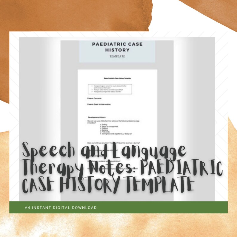 Speech and Language Therapy: Paediatric Case History Template - Etsy