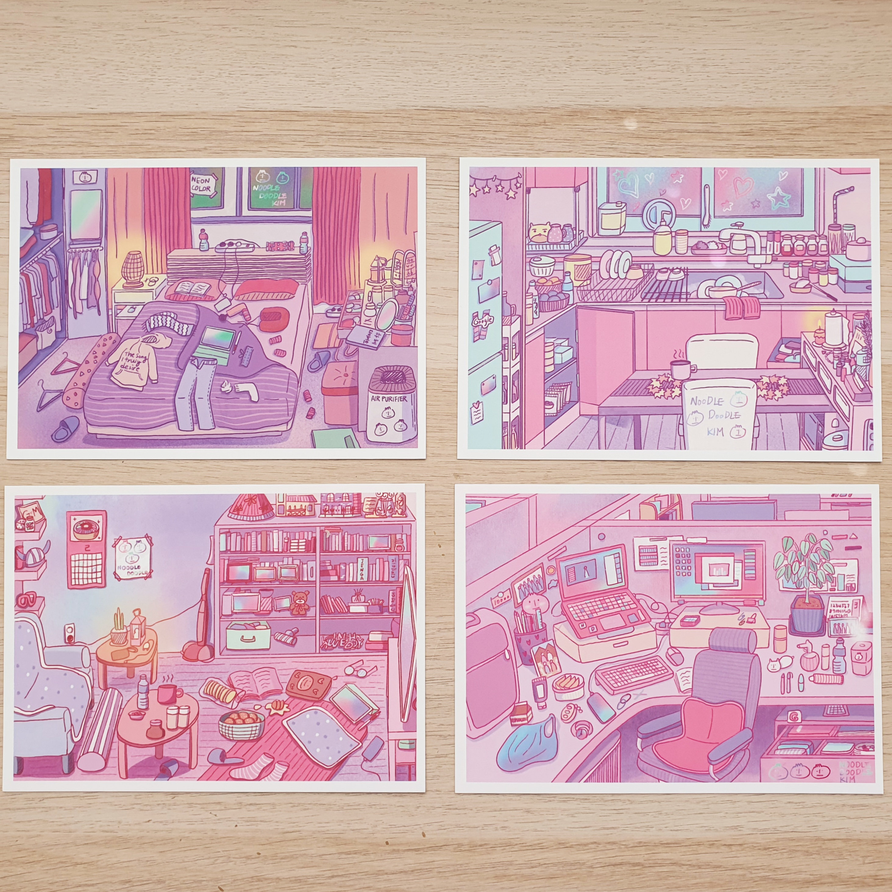 Pastel House Venue Postcards / Mini Posters set of 4 - Etsy