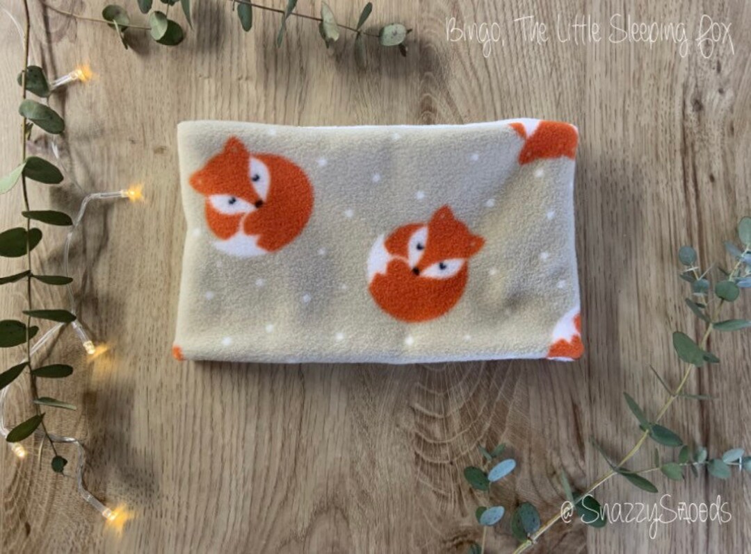 Fleece Snoods in Sleepy Fox Designs, Fox Snood, Animal Snood, Beige ...