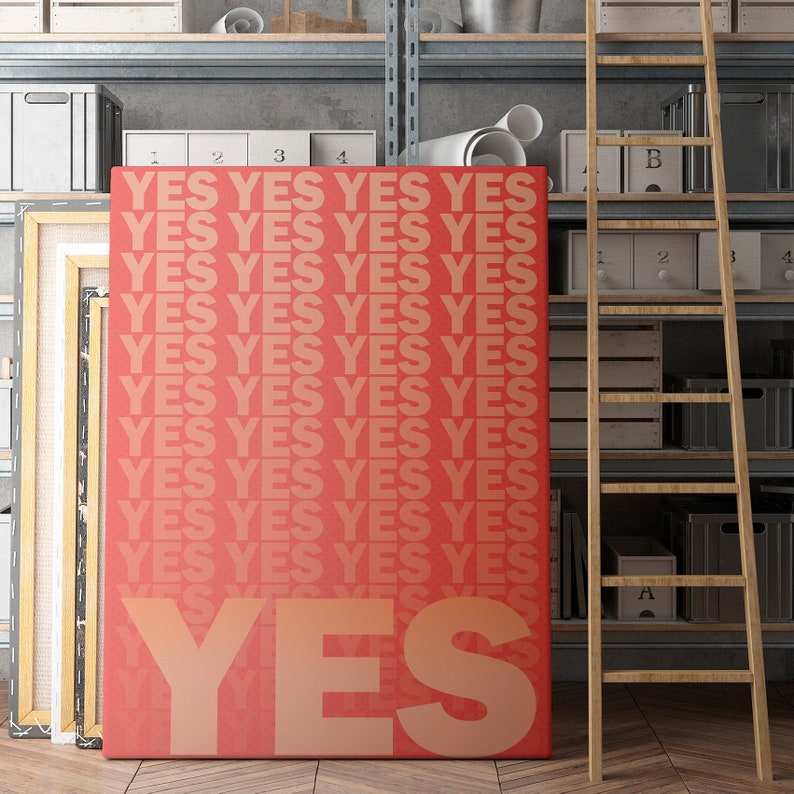 Yes Poster Typography Art Positive Answer Happy Home Print Easy ...