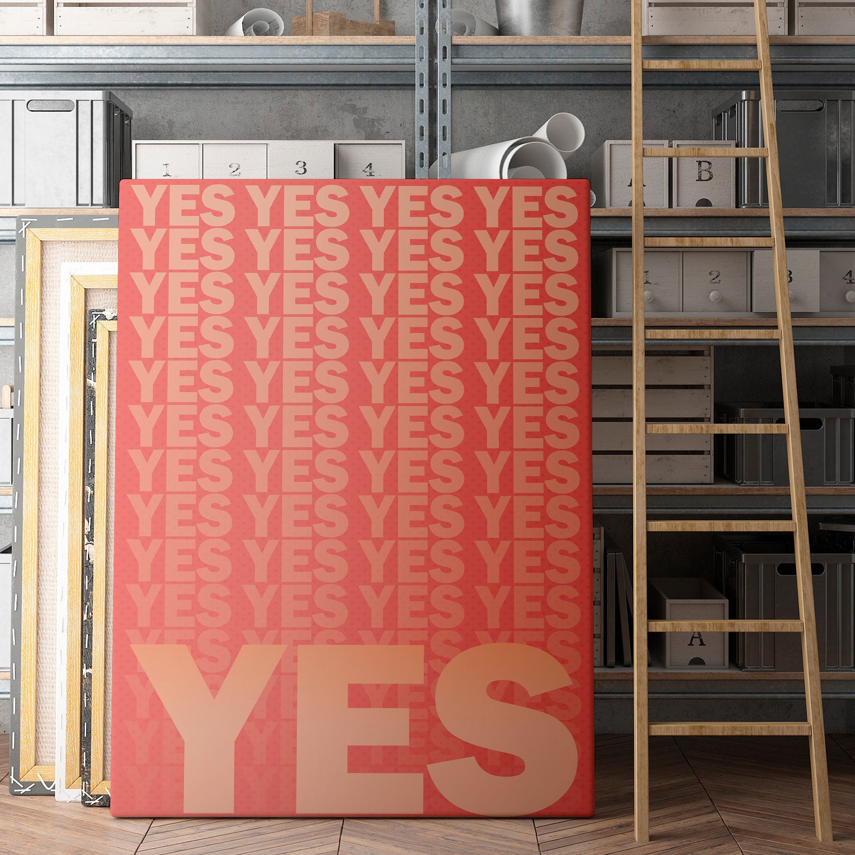 Yes Poster Typography Art Positive Answer Happy Home Print Easy ...