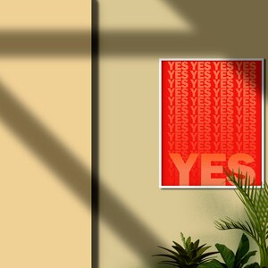 Yes Poster Typography Art Positive Answer Happy Home Print Easy ...