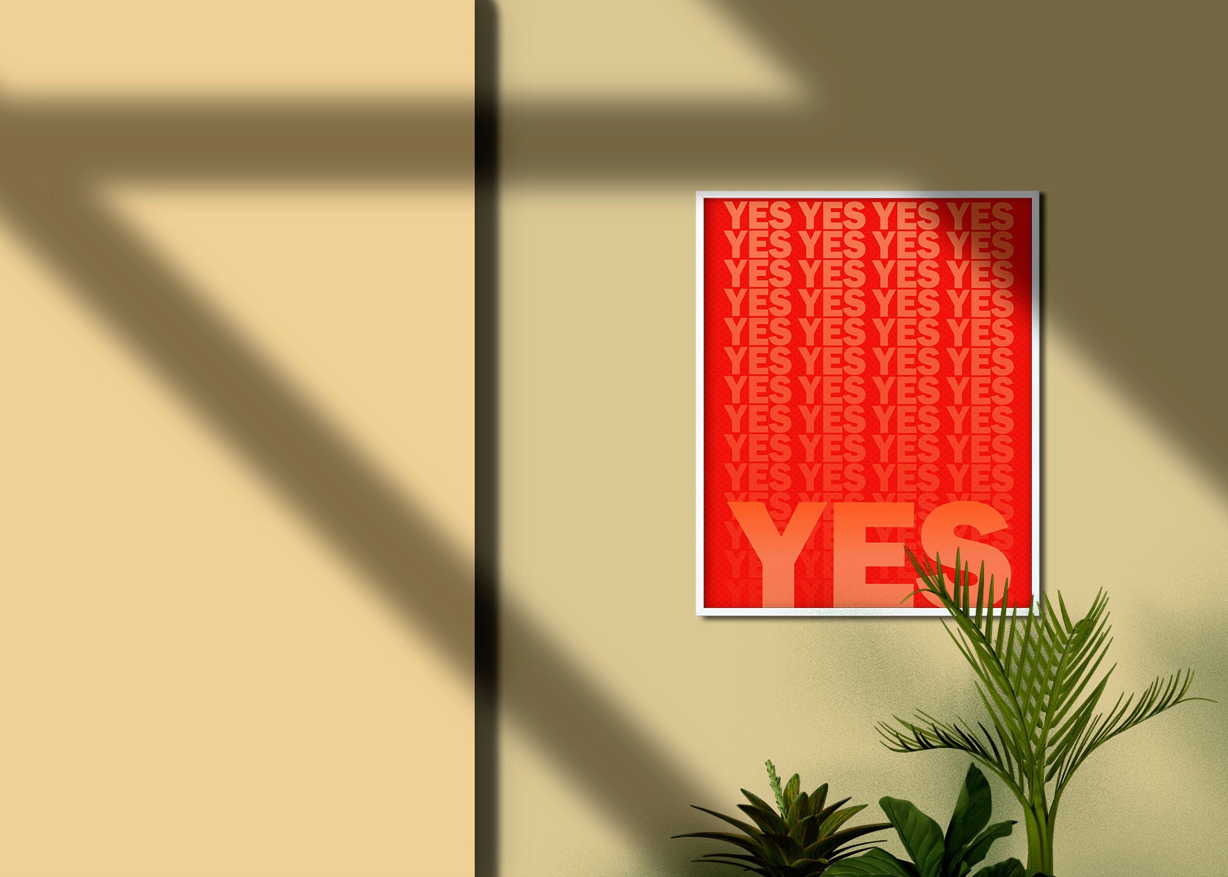 Yes Poster Typography Art Positive Answer Happy Home Print Easy ...