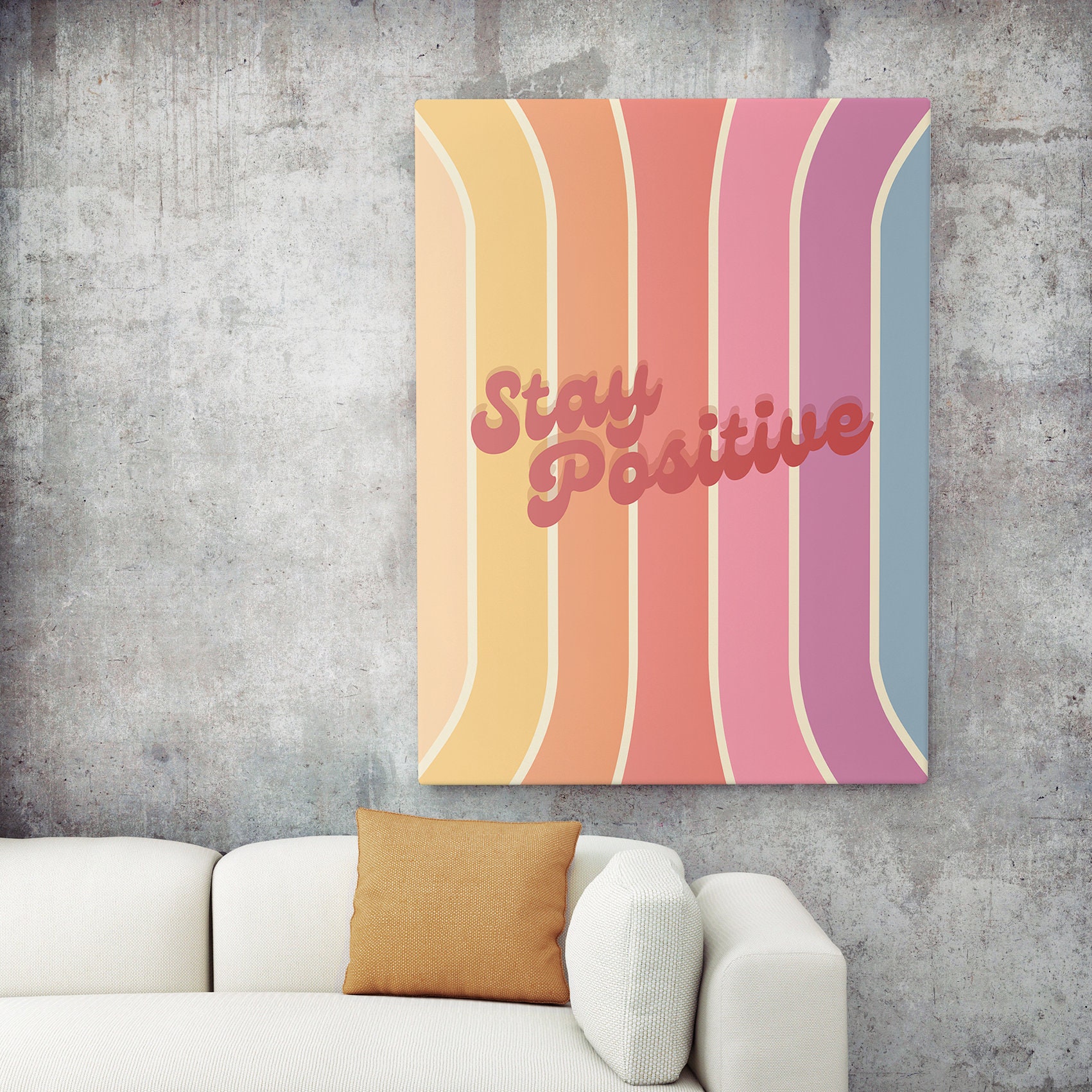 Digital Prints Stay Positive Groovy Poster Retro Vibes Popular Prints ...