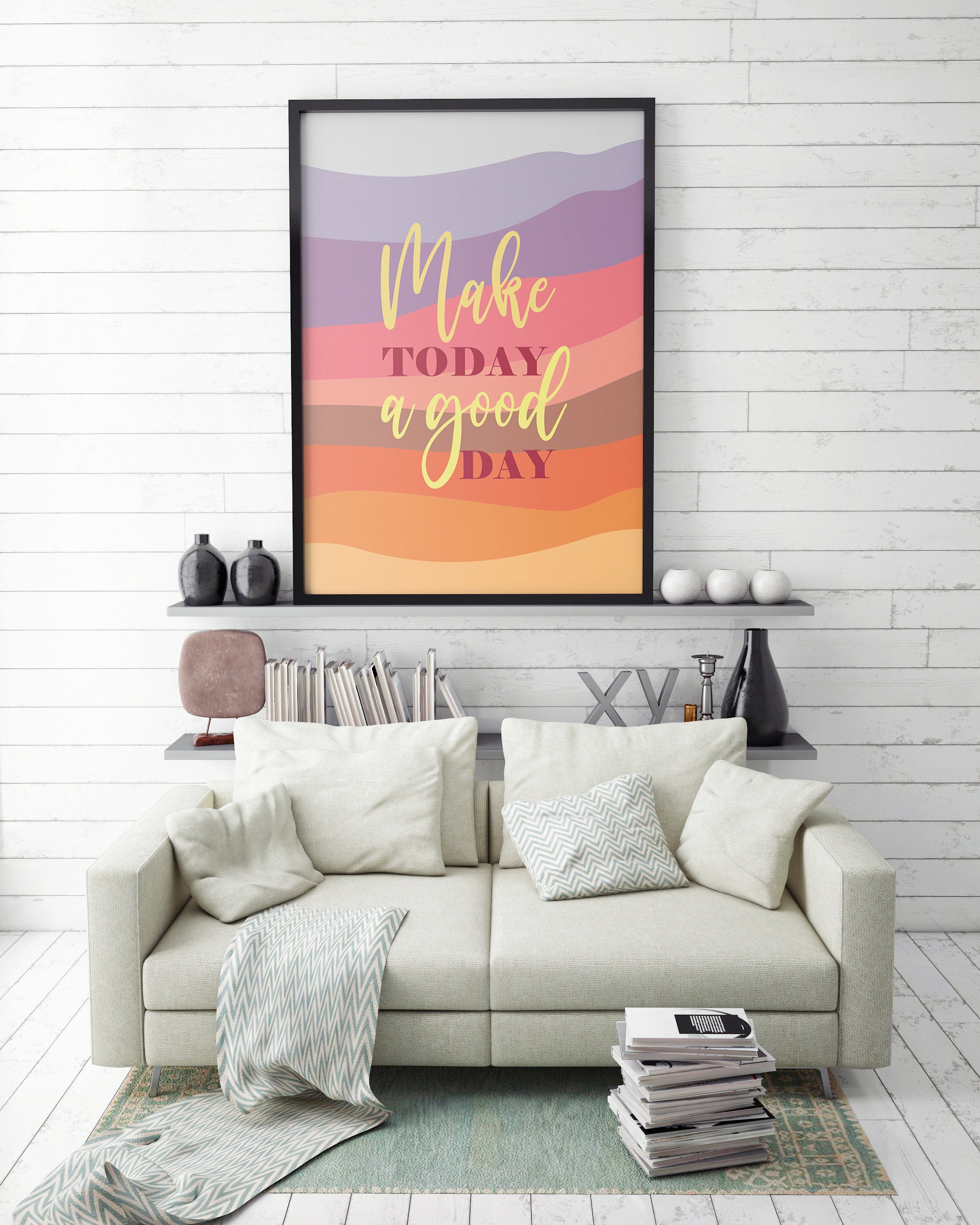 Positive Motivational Phrases Make Today a Good Day Wall Typography Art ...