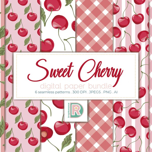 Cherry Digital Paper - Etsy
