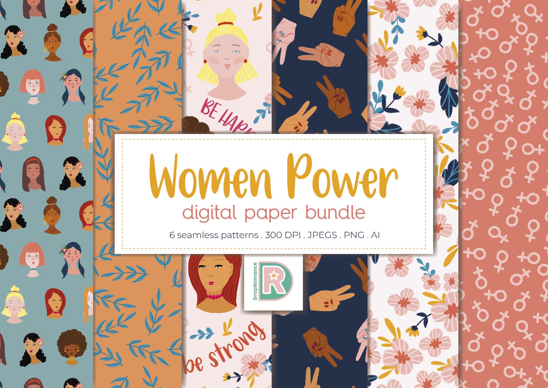 Women Power Digital Paper for Scrapbooking Made International Girls ...